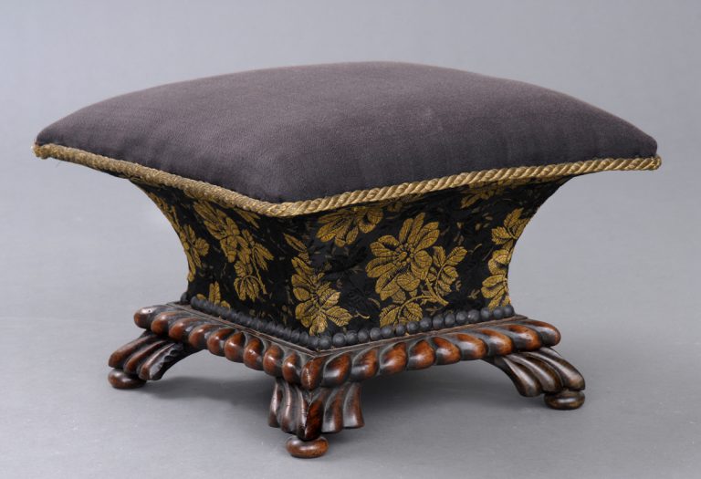 Small Regency English Gilded Antique Footstool | Antique Stool